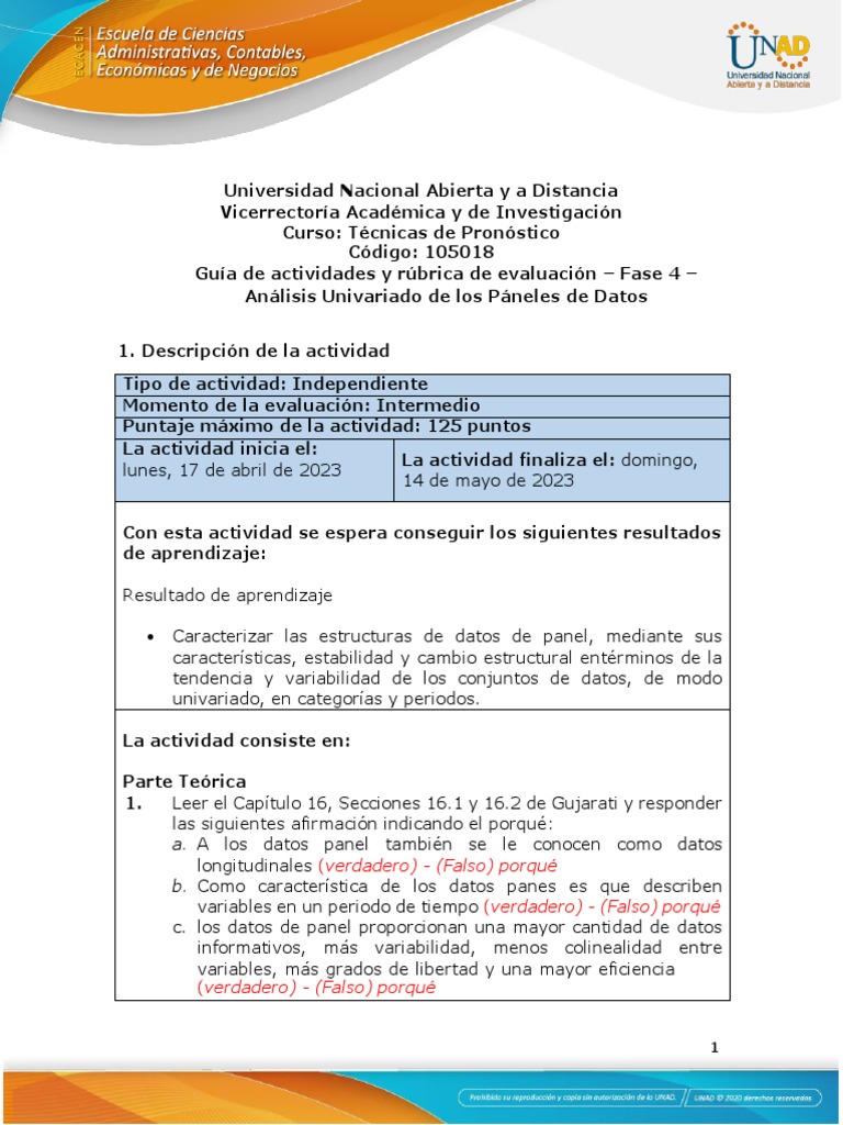 Análisis Univariado de Datos Panel | PDF | Plagio | Evaluación