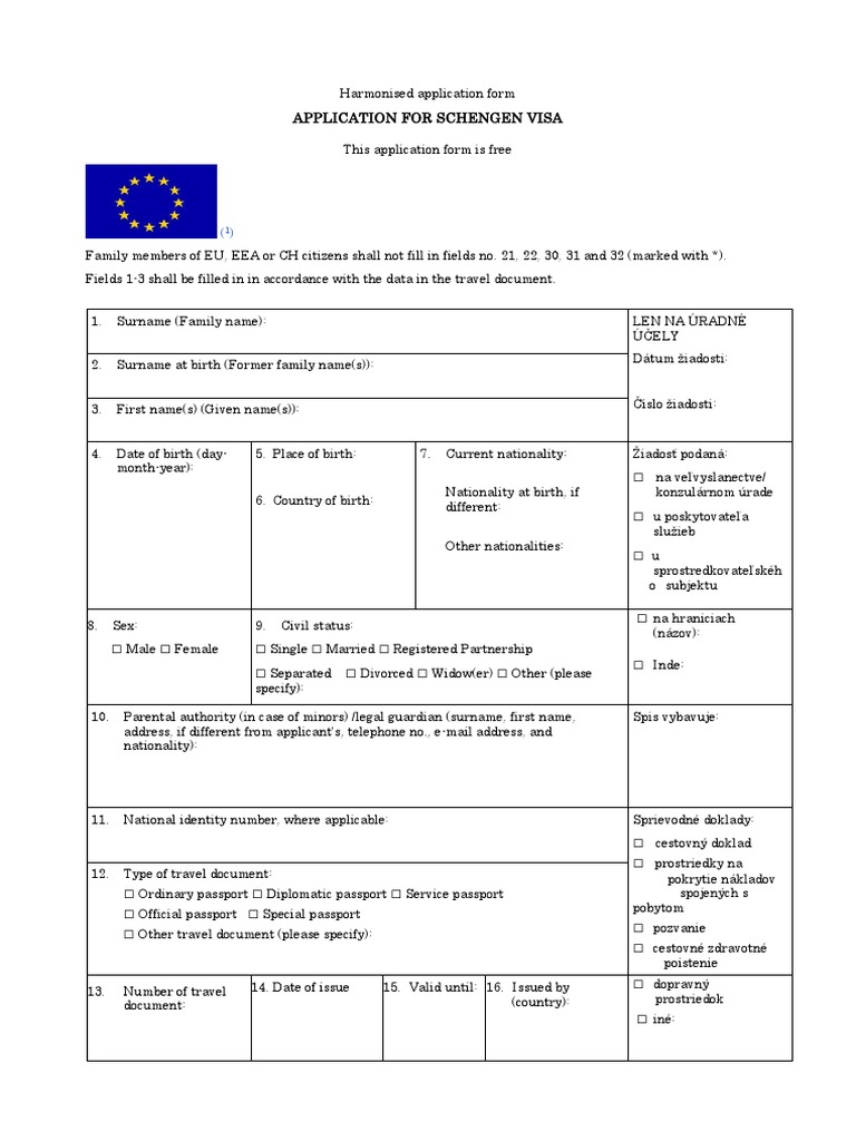 Harmonised Schengen Visa Application Form | PDF | Travel Visa | Stored ...