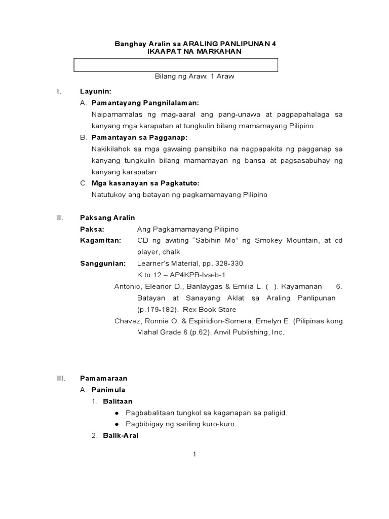 AP LP Aralin 1.1 at 1.2 | PDF