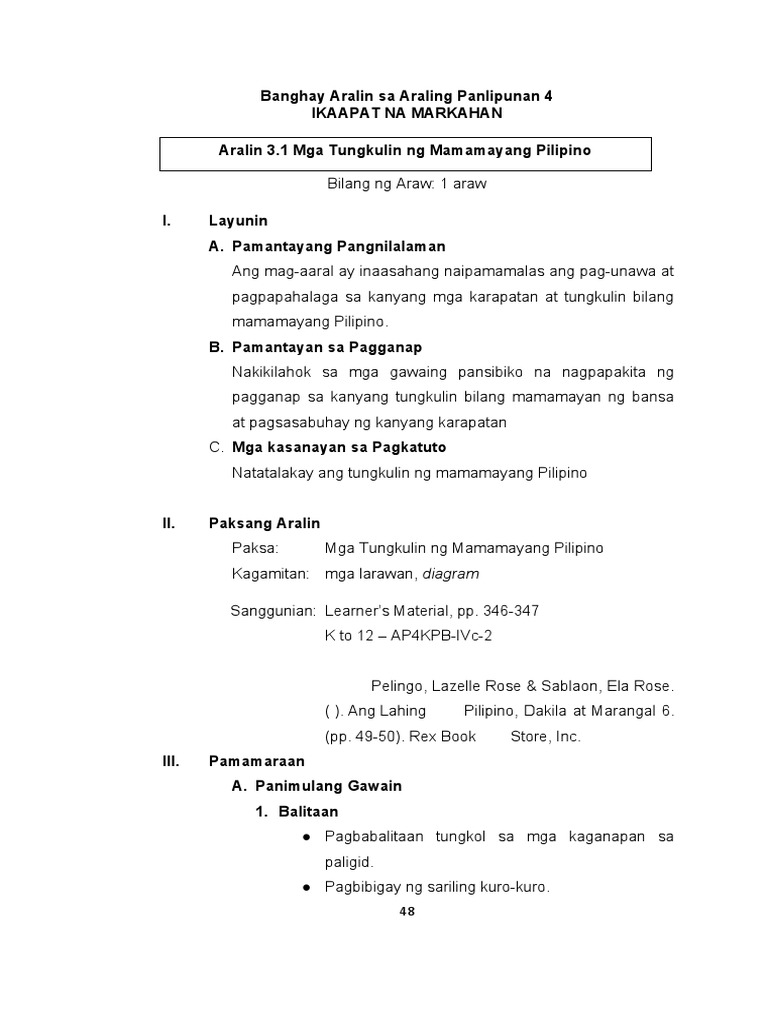 AP LP Aralin 3.1 | PDF