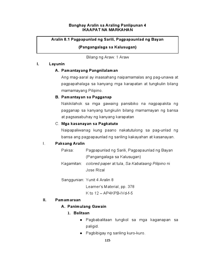 AP LP Aralin 8.1 | PDF