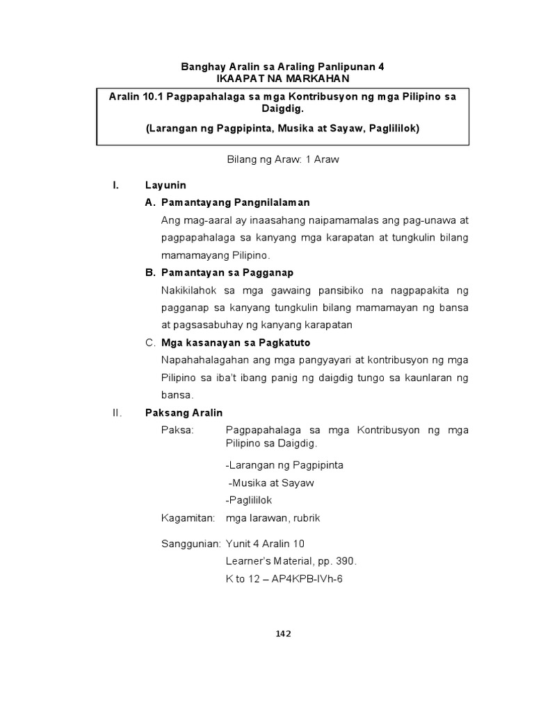 AP LP Aralin 10.1 | PDF