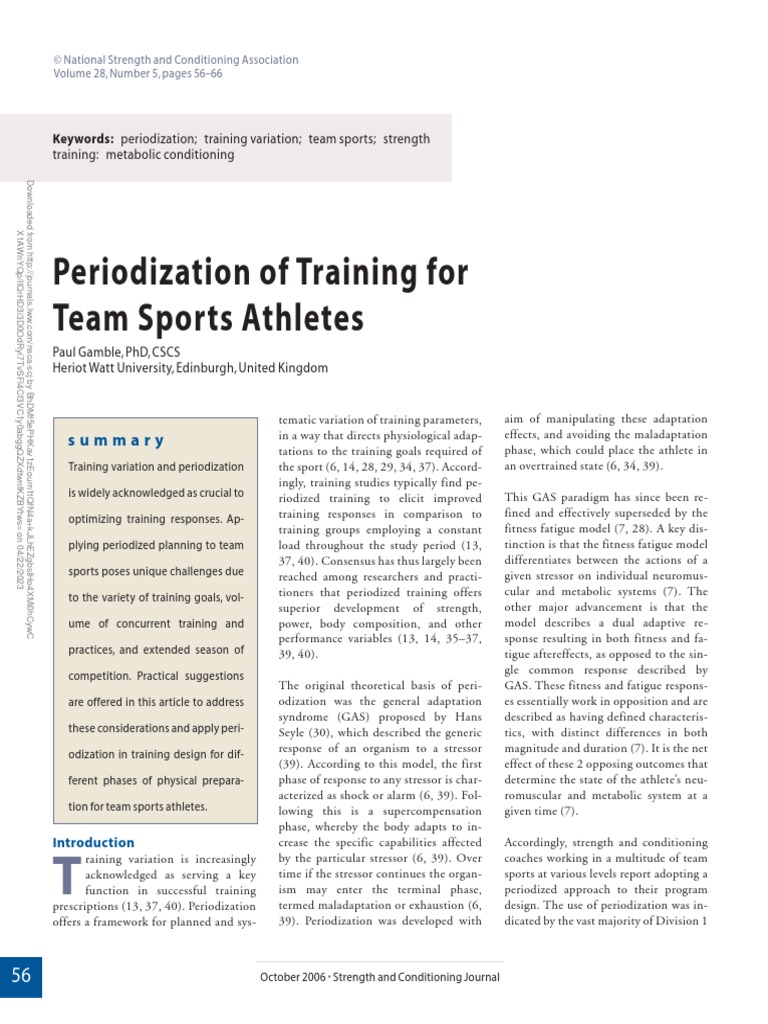 Periodization of Training For Team Sports Athletes.9 | PDF | Strength ...