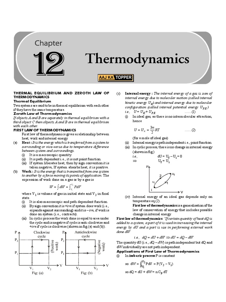 Chapter - 12 Thermodynamics | PDF | Heat | Entropy