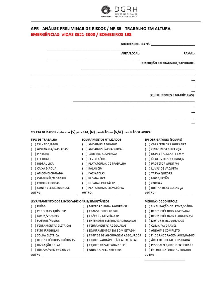 NR 01 - Modelo de Apr | PDF