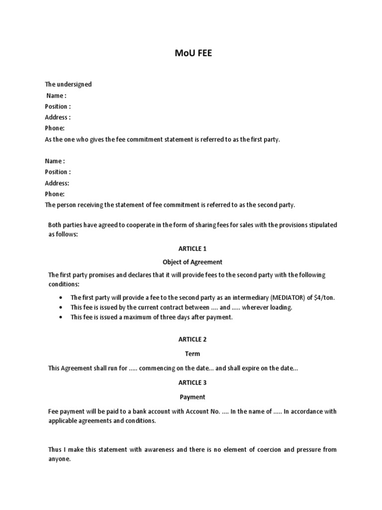 MoU FEE English | PDF