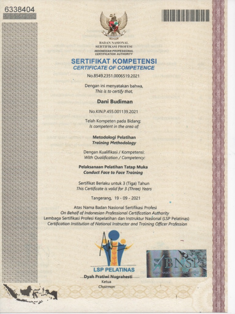 Sertifikat BNSP | PDF