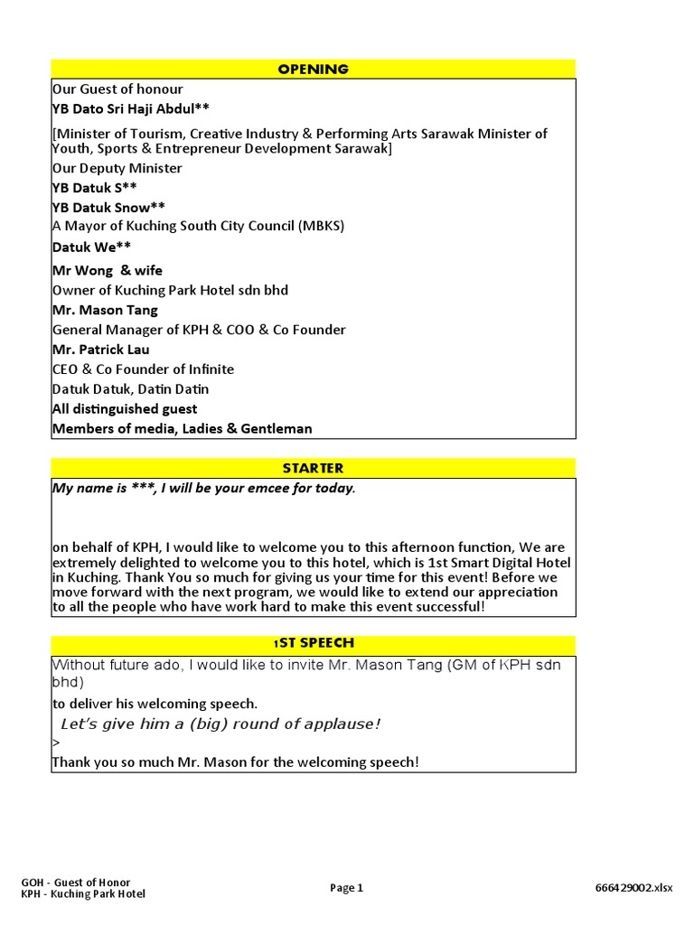 Opening Ceremony Script | PDF | Malaysia