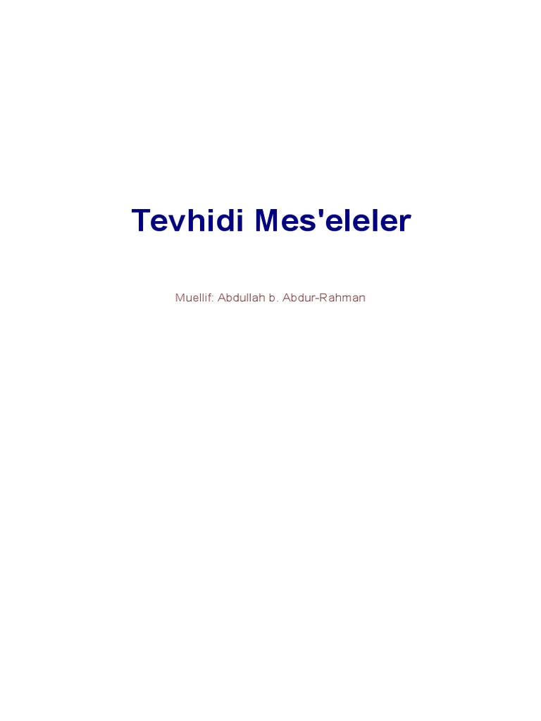 Tevhidî Meseleler | PDF