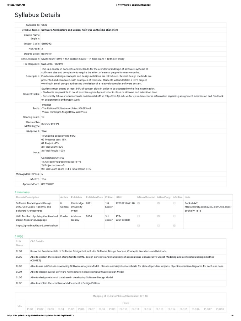 FPT University Learning Materials (SWD) | PDF | Unified Modeling Language | Software Quality