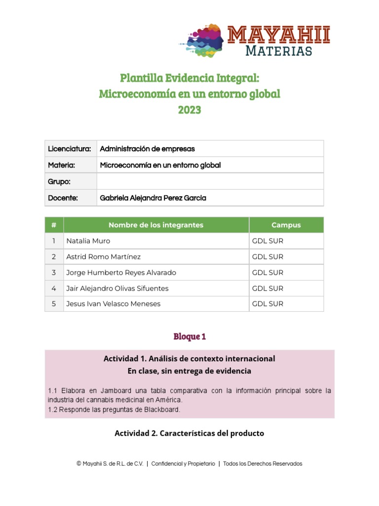 Actividad 11. Proyecto Integrador Mayahii. | PDF | Oferta (economía) | Mercado (economía)