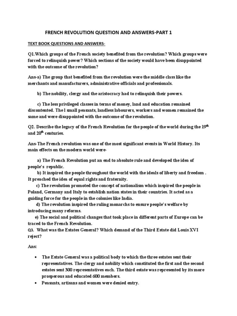 French Revolution Q&A Guide | PDF | French Revolution | Legislature
