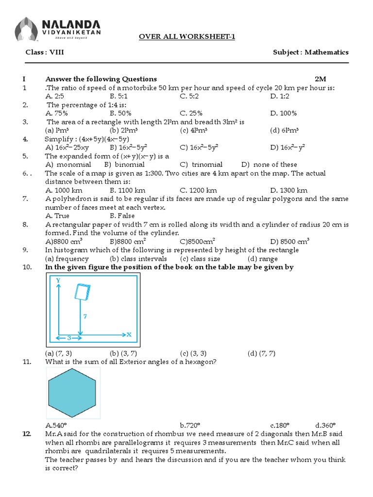 VIII SA2 overall worksheet1 2022-23 | PDF | Rectangle | Polytopes
