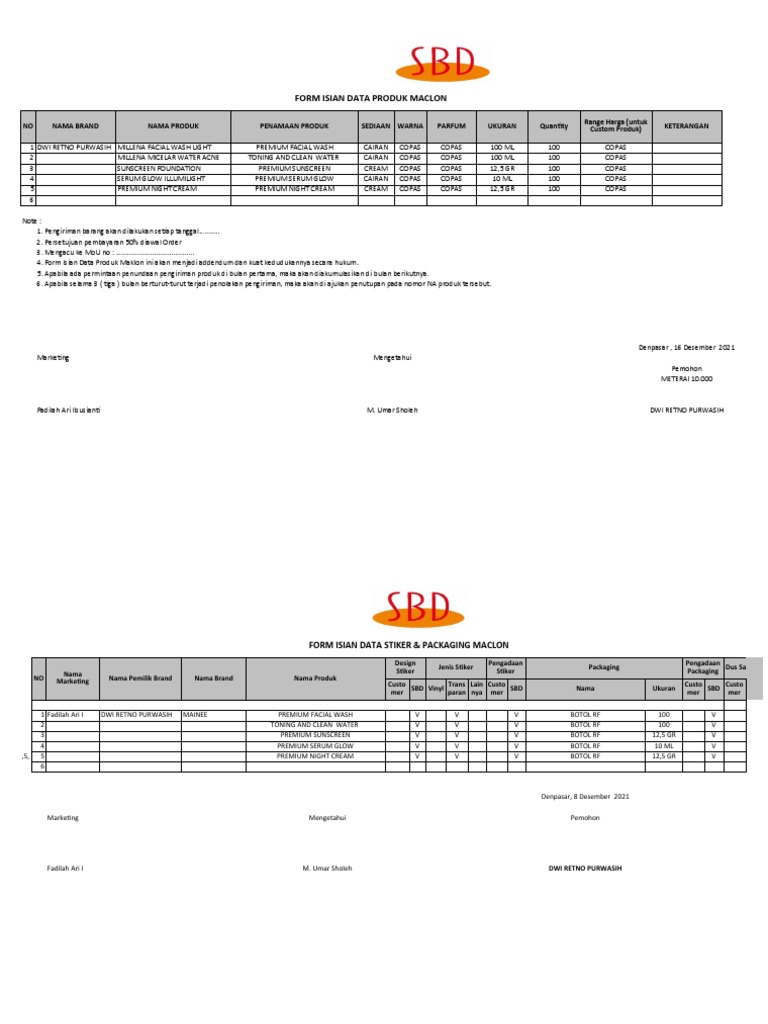 Form Makloon MAINEE | PDF