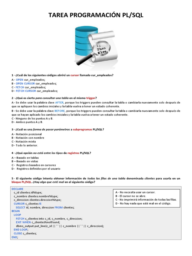 Tarea Programacion PLSQL | PDF | Pl / Sql | SQL