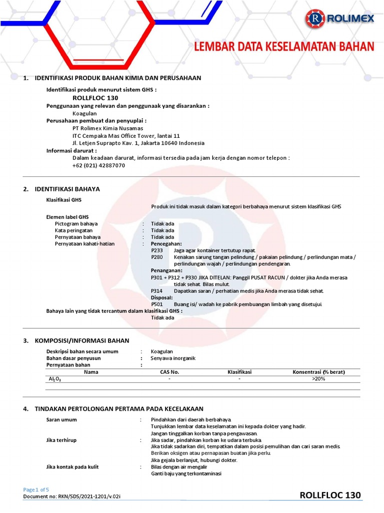 1201-02i MSDS ROLLFLOC 130 | PDF