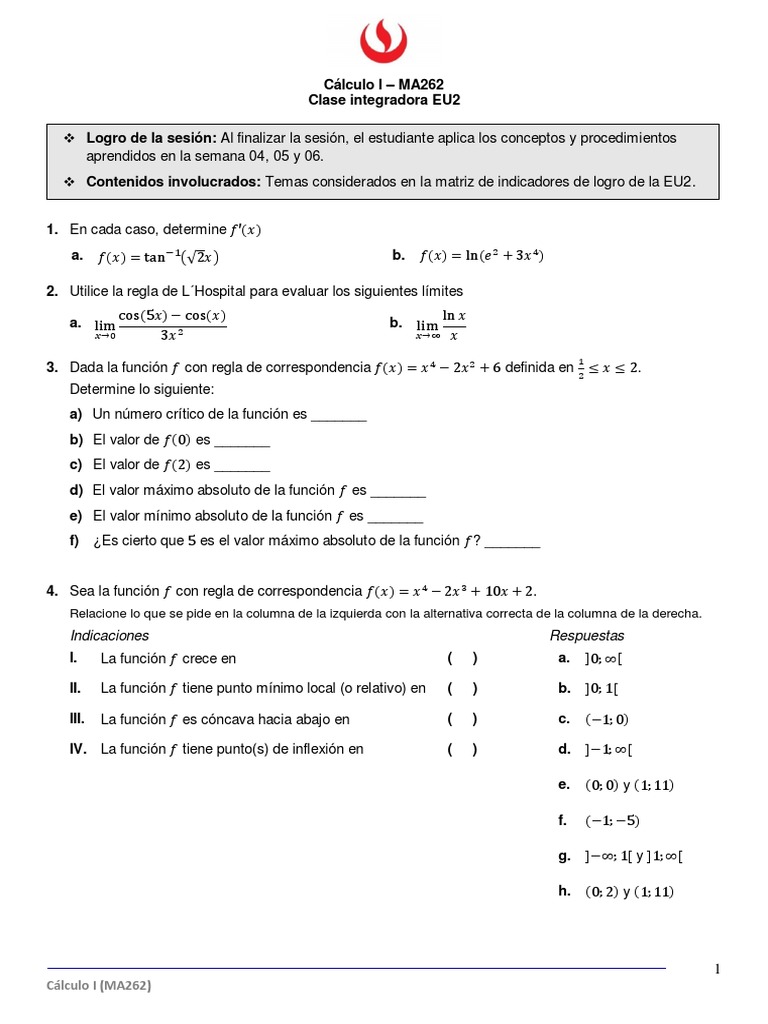 MA262 - Clase Práctica EU2 | PDF | Función (Matemáticas) | Intervalo (Matemáticas)