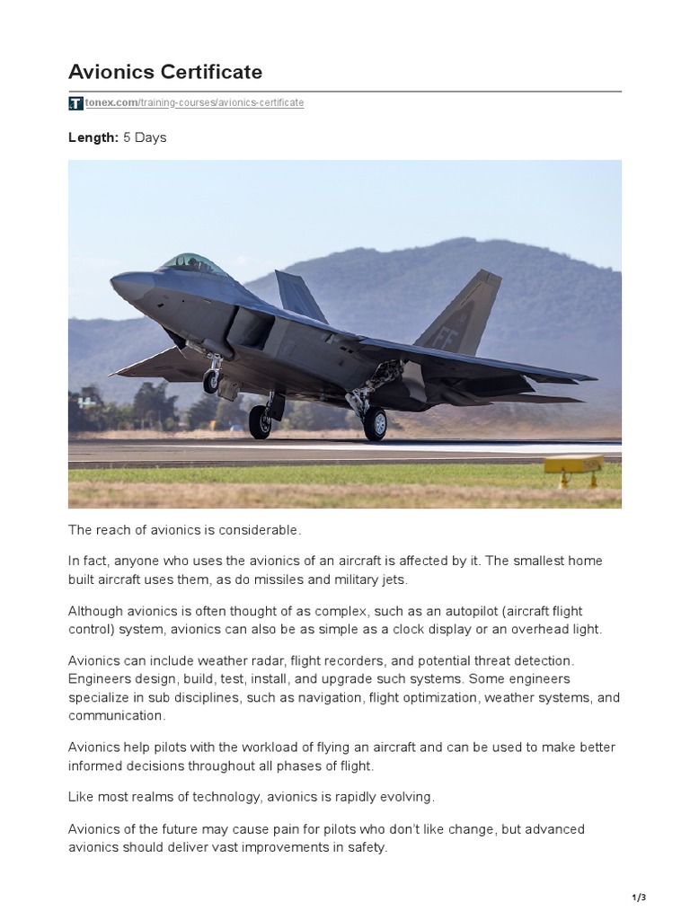 Avionics Certification Training Course | PDF | Avionics | Touchscreen