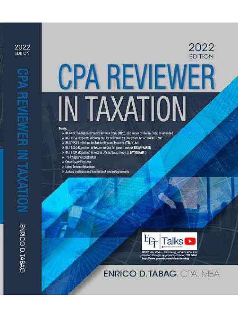 CPA Reviewer in Taxation 2022 - Tabag | PDF