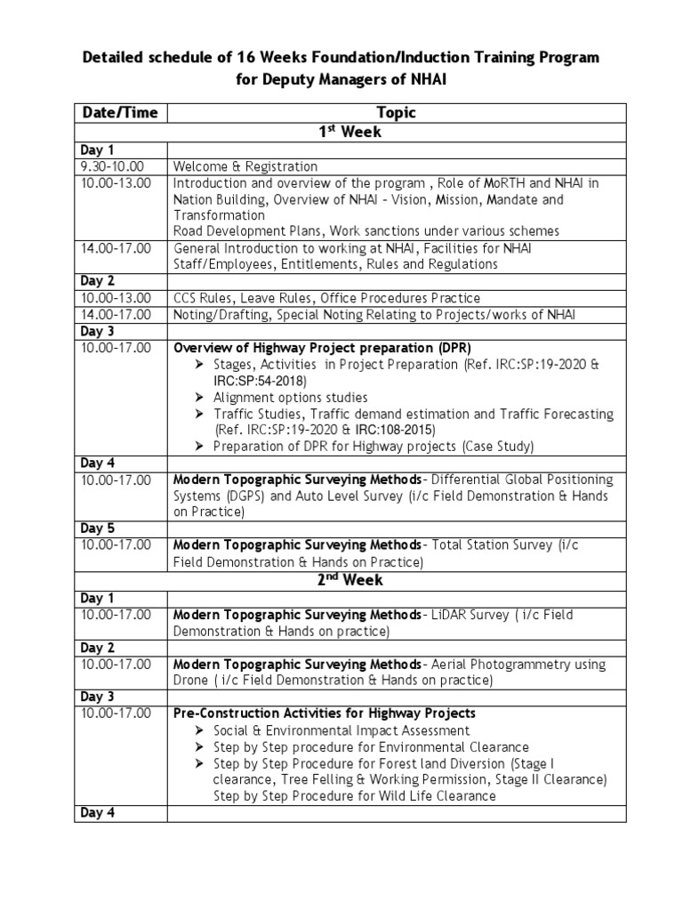 Modified NHAI 16 Weeks Program | PDF | Road | Road Surface