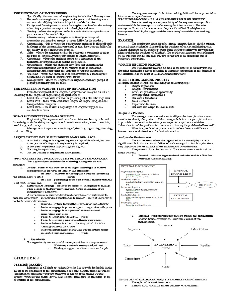 Engineering Management Handouts 2ND Sem | PDF | Decision Making | Regression Analysis