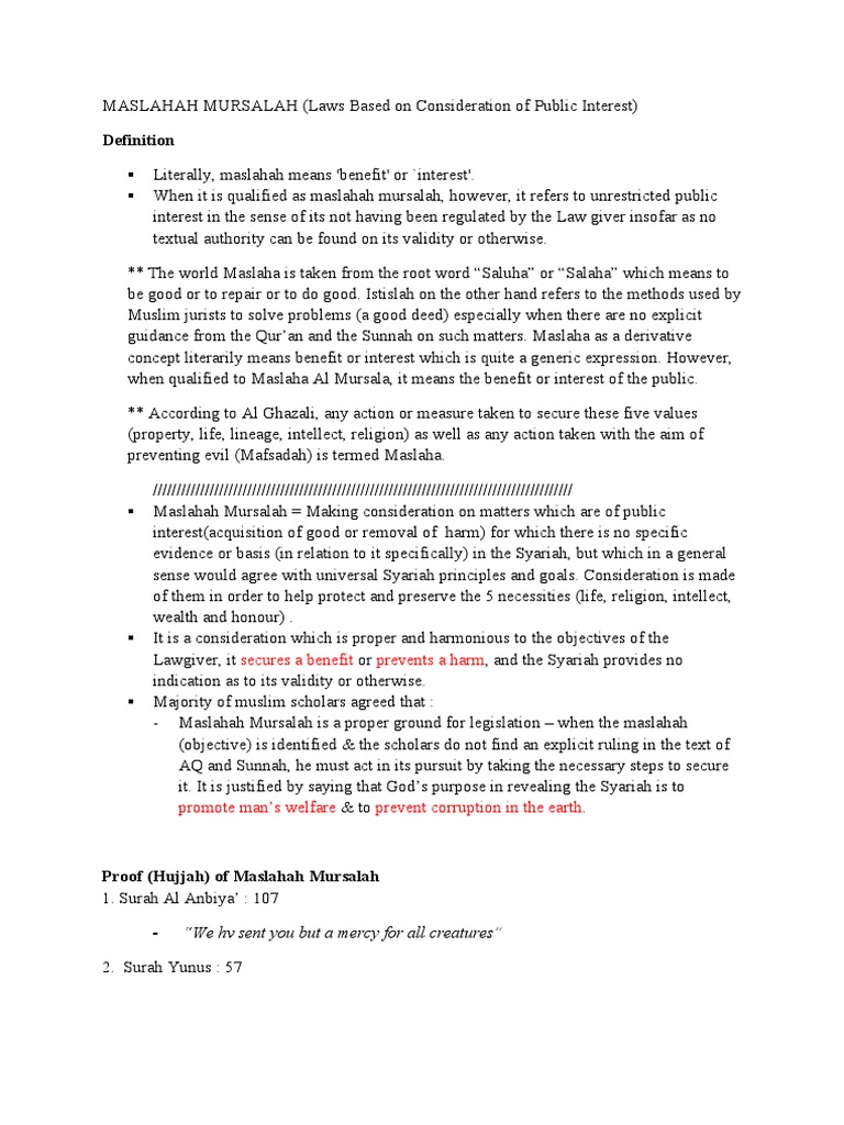 (Q5) Maslahah Mursalah | Download Free PDF | Hadith | Sharia