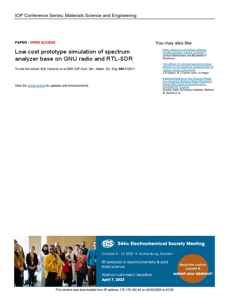 Low Cost Prototype Simulation Of Spectrum Analyzer Base On Gnu Radio And Rtl Sdr Pdf Signal