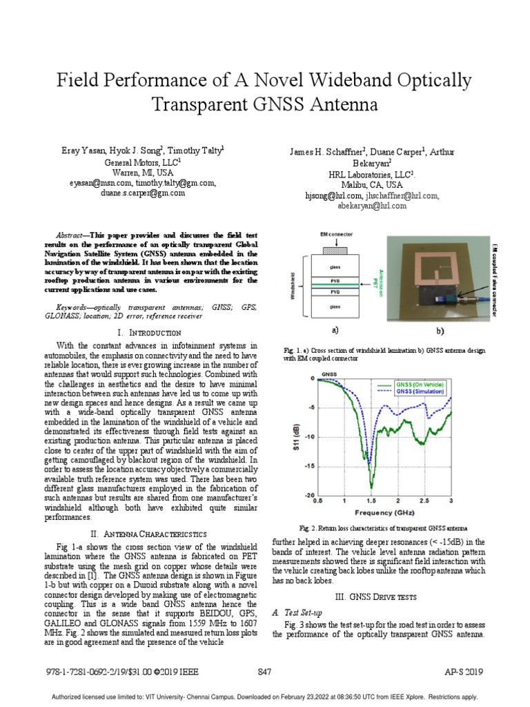 Field Performance of A Novel Wideband Optically Transparent GNSS ...