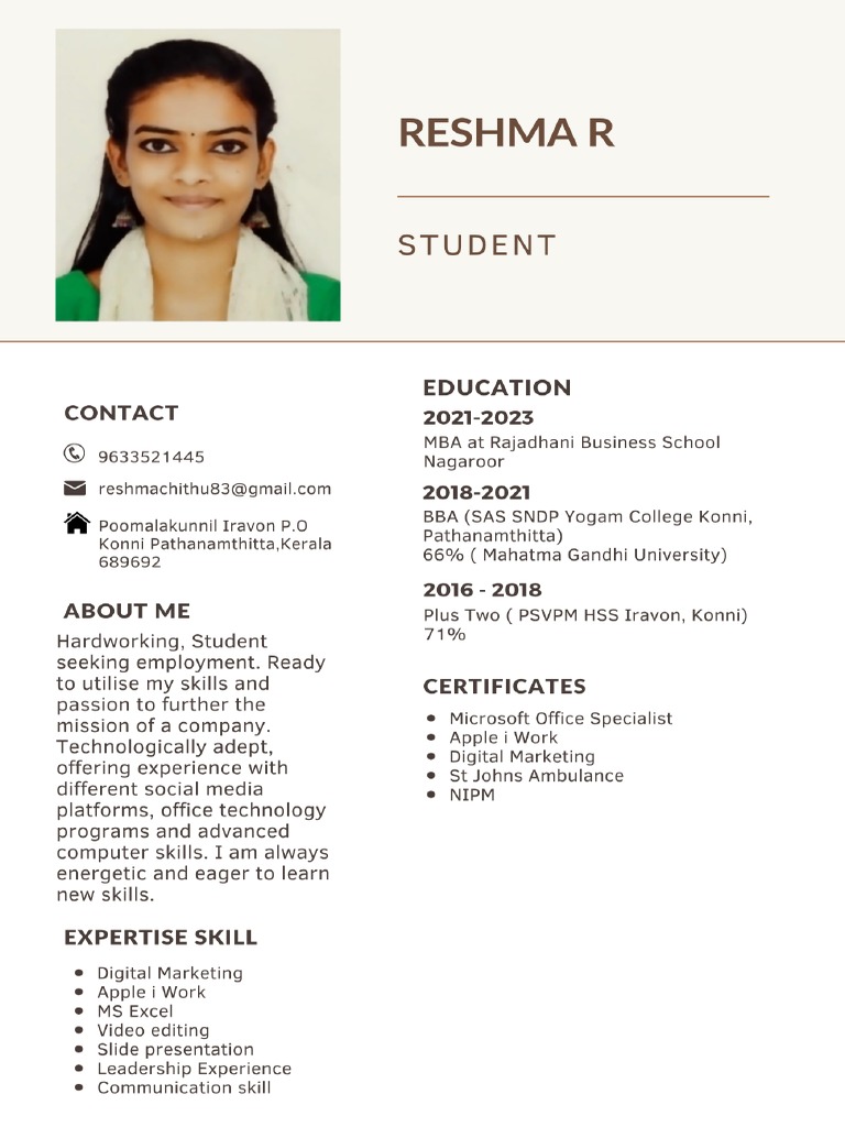 Resume Reshma R | PDF