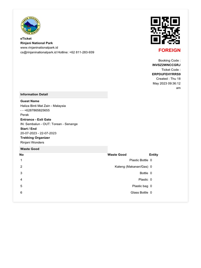 Erinjani Ticket - Haliza Binti Mat Zain | PDF