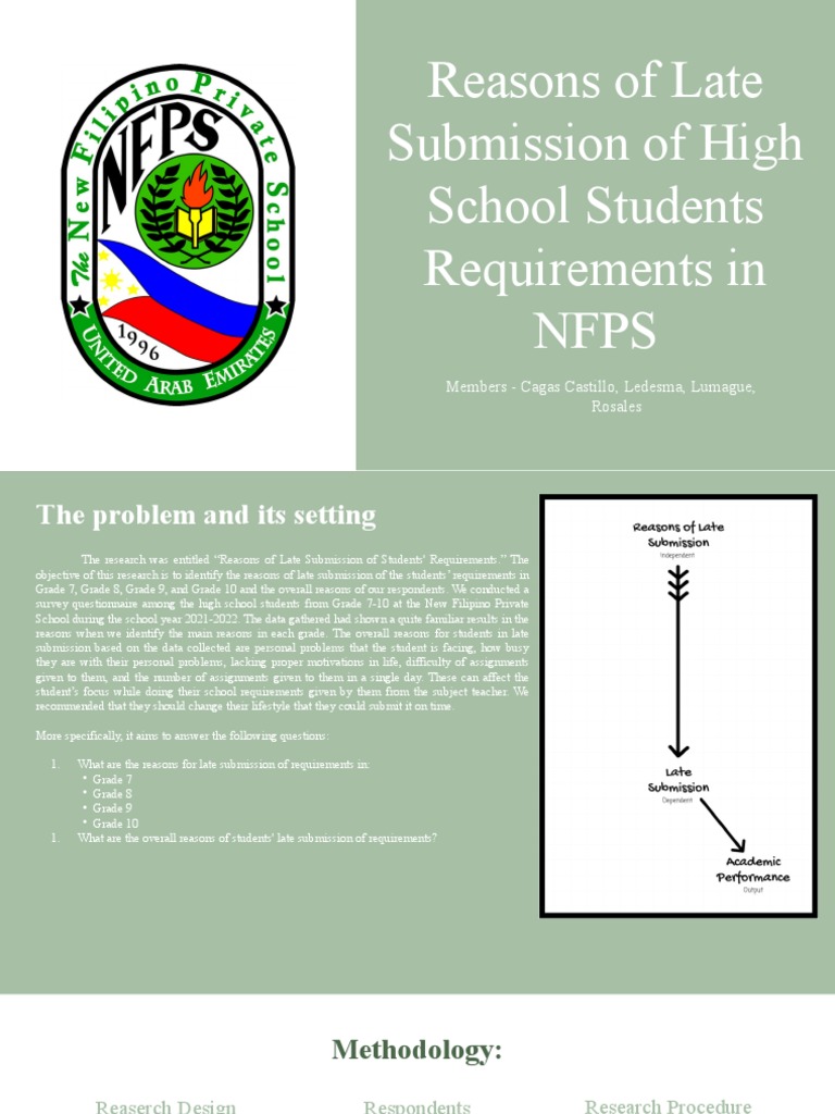Reasons of Late Submission of High School Students Requirements in NFPS PPT 1 | PDF | Survey ...
