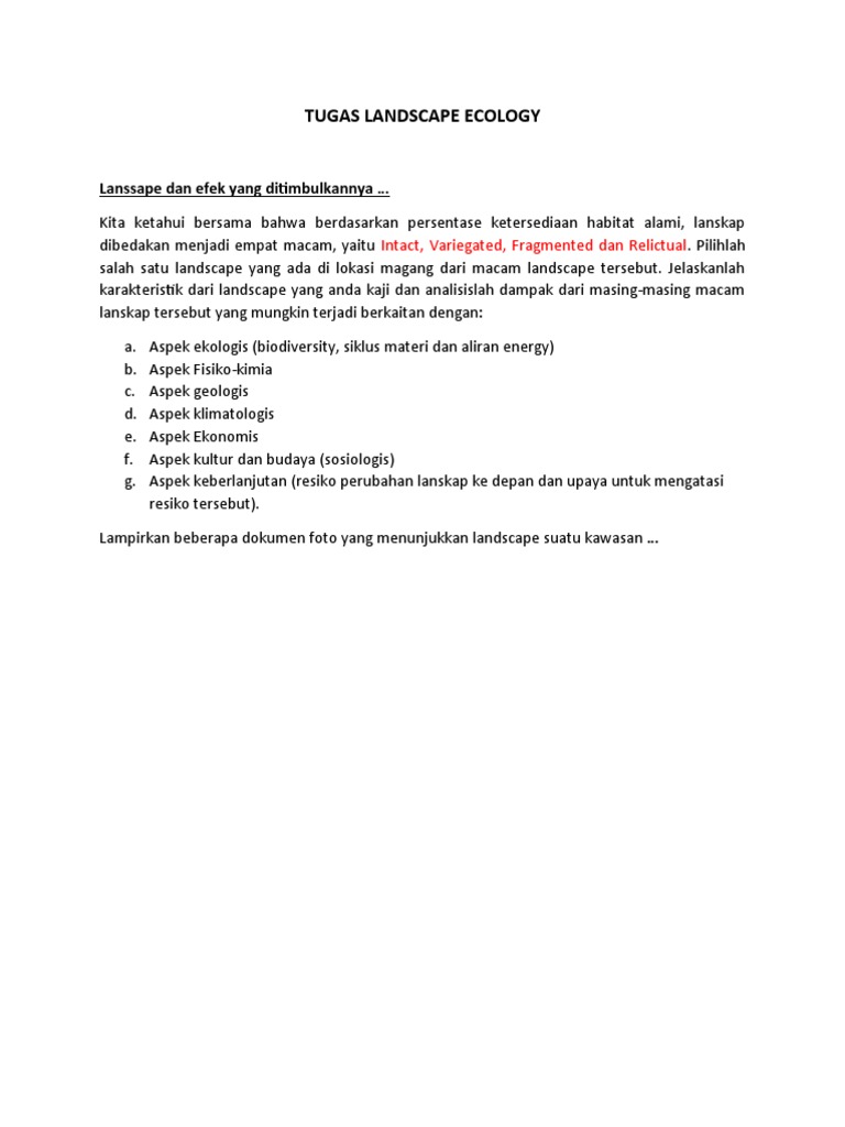 Tugas Lanskap Ekologi - Macam Lanskap | PDF