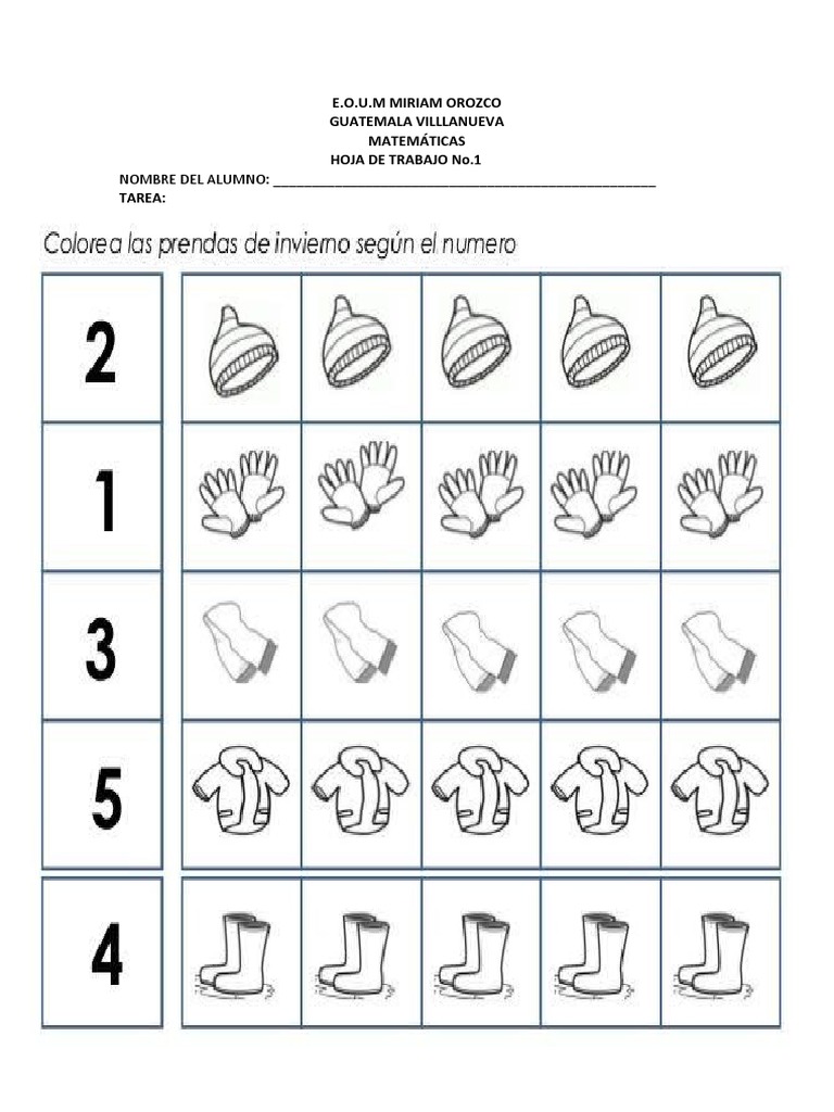 Hoja de Trabajo Los Numero Del 1 - 5 Maribel | PDF | Crecimiento ...