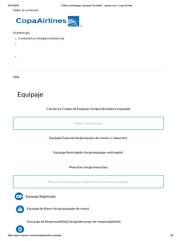 Política de Equipaje, Equipaje Permitido - Copaair | PDF | Transporte | Compañías de transporte