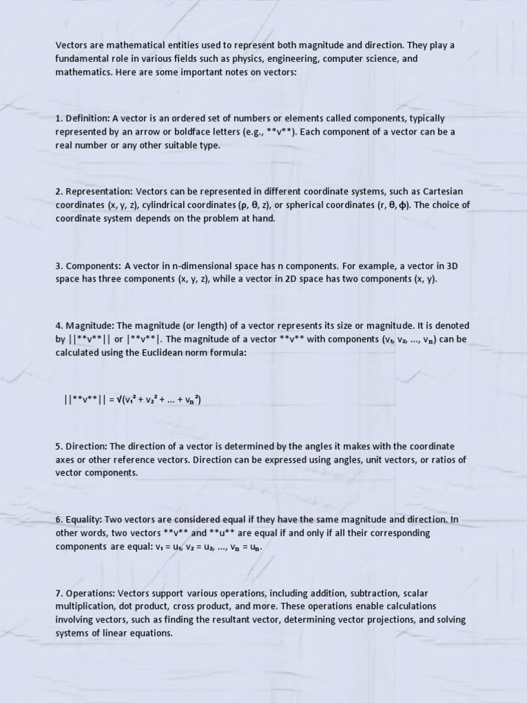 Vectors Notes | PDF