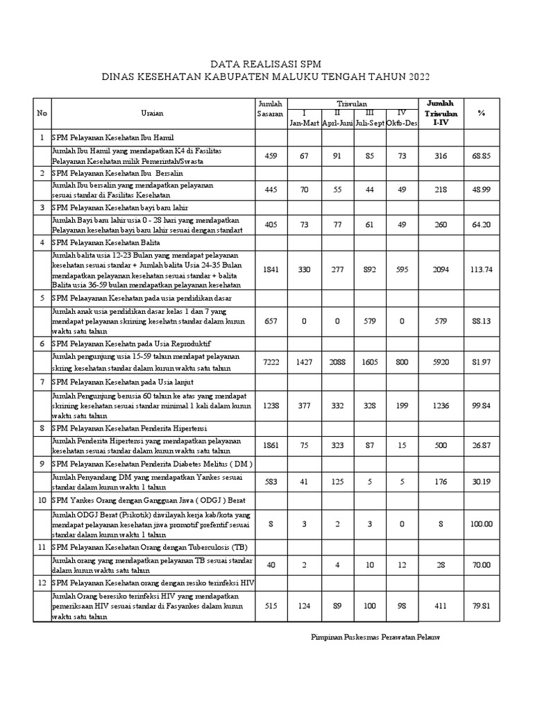 Data SPM Puskesmas 2023 | PDF