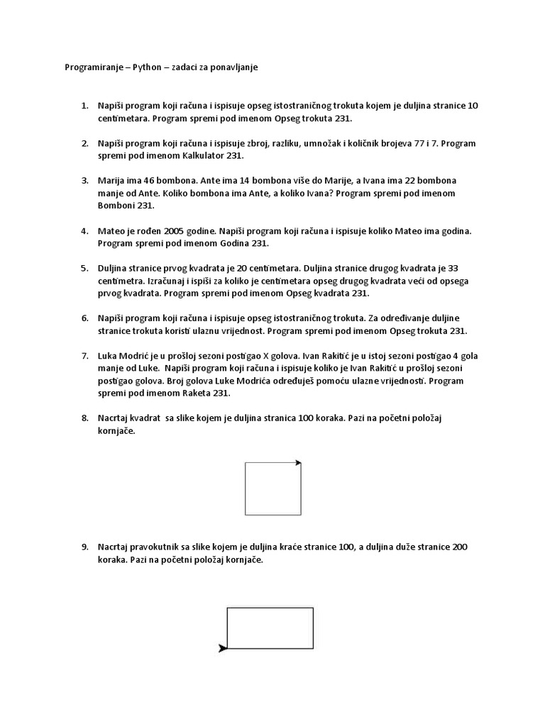 Python - Zadaci Za Vježbu | PDF