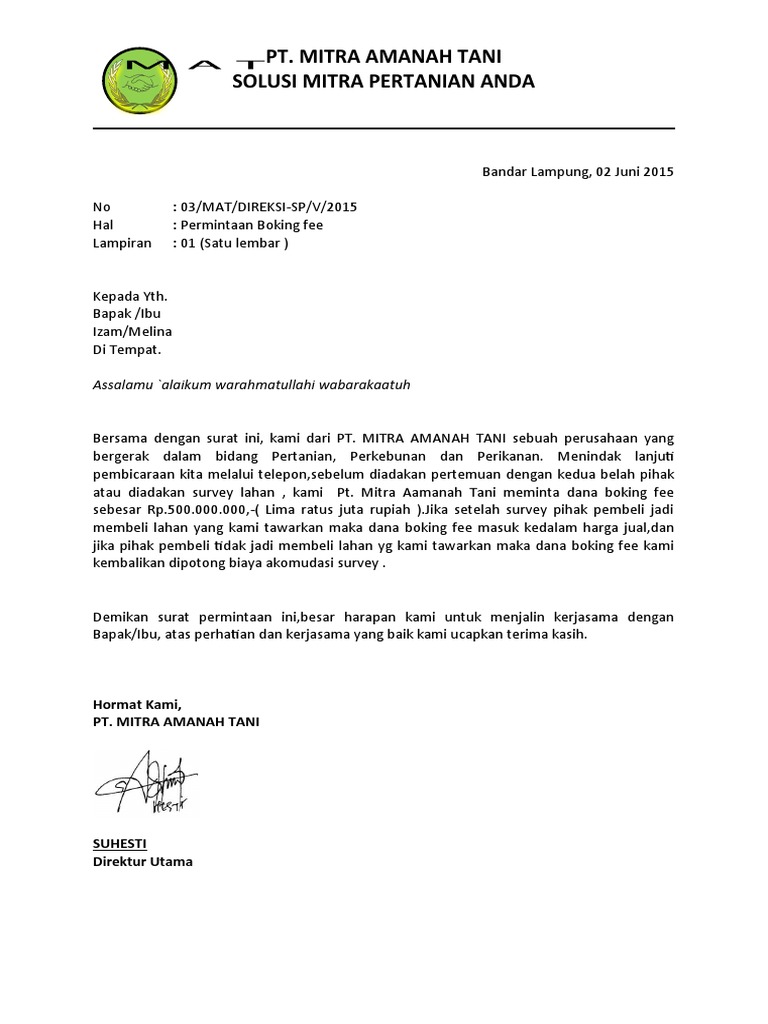 Surat Penawaran Kebun Sawit | PDF