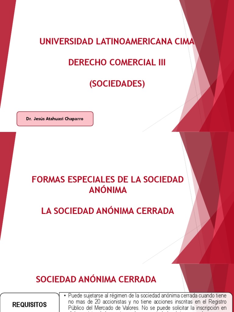 Sem10. - Formas Especiales de La Sociedad Anónima | PDF | Compartir (Finanzas) | Dividendo