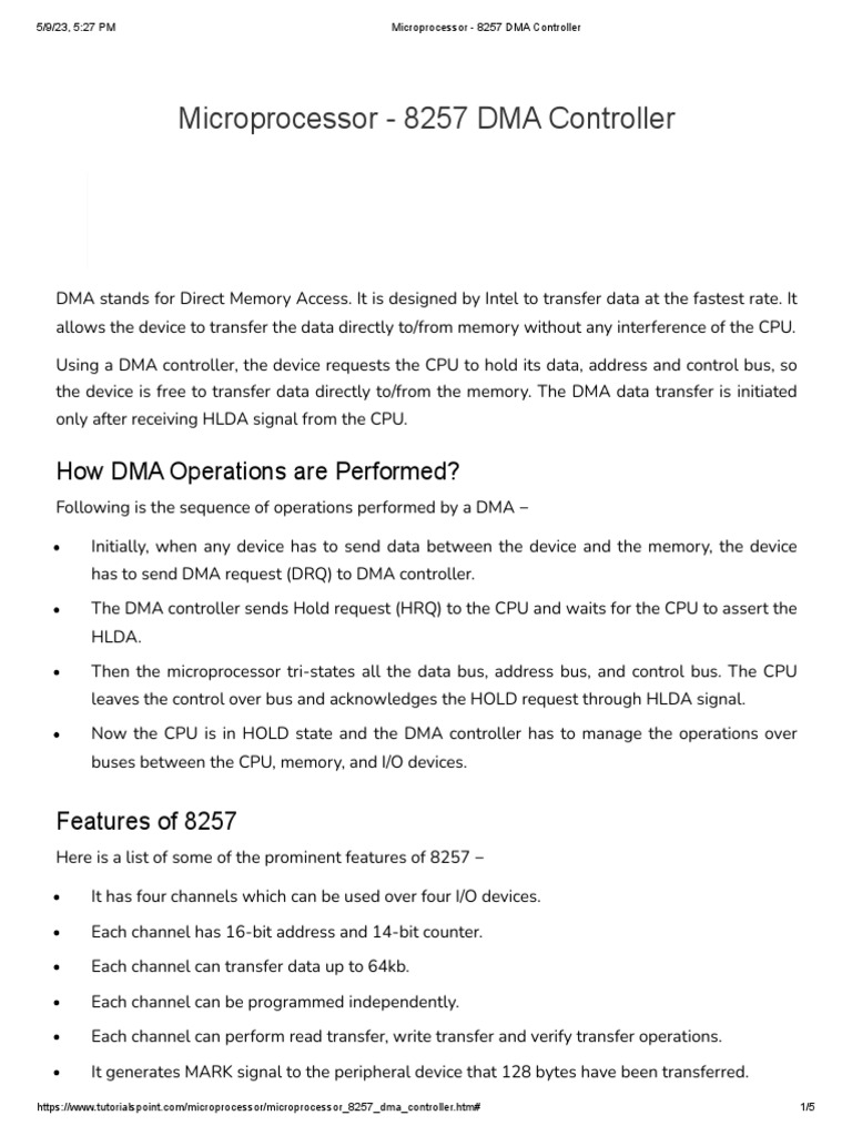 Microprocessor - 8257 DMA Controller | PDF | Input/Output | Computer Hardware