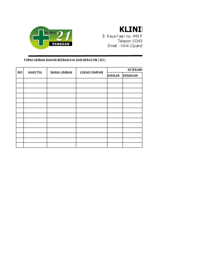 Form Bahan Berbahaya Dan Beracun (B3) | PDF