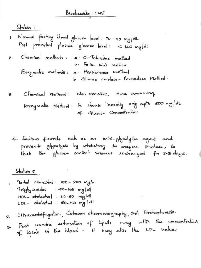 Ospe Answers Biochem | PDF | Hematology | Medical Specialties