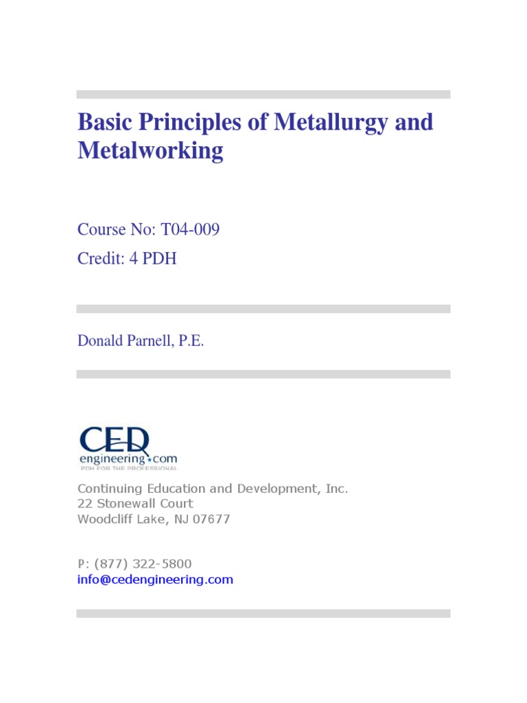 Basic Principles of Metallurgy and Metalworking R1 | PDF | Strength Of Materials | Metallurgy