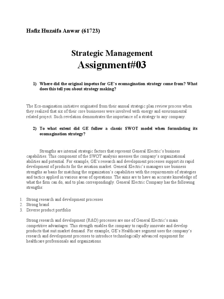 GE's Ecomagination Strategy Analysis | PDF | Swot Analysis | General ...