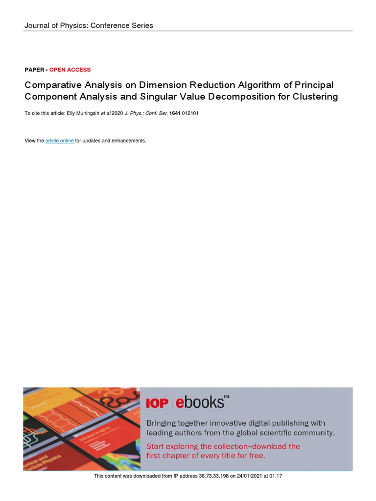 Comparative Analysis On Dimension Reduction Algorithm of Principal ... Comparative Analysis On Dimension Reduction Algorithm of Principal ...