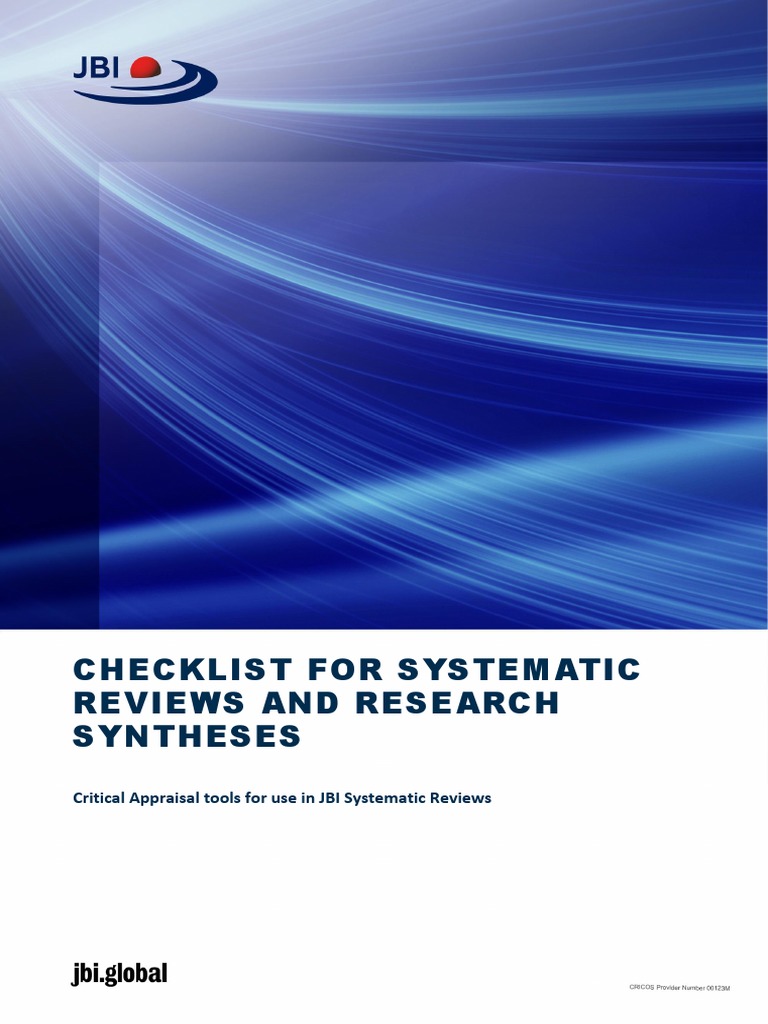 Checklist For Systematic Reviews and Research Syntheses | PDF ...