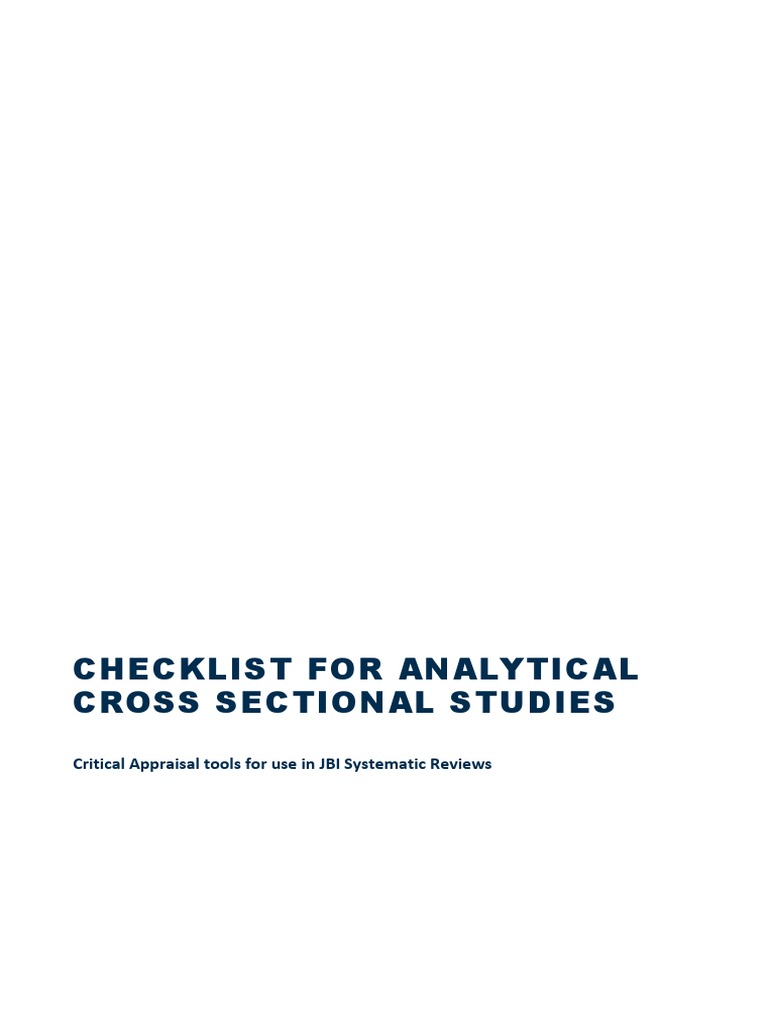 Checklist For Analytical Cross Sectional Studies | PDF