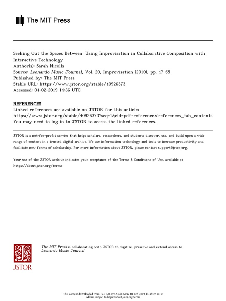 Using Improvisation in Collaborative Composition Withinteractive ...