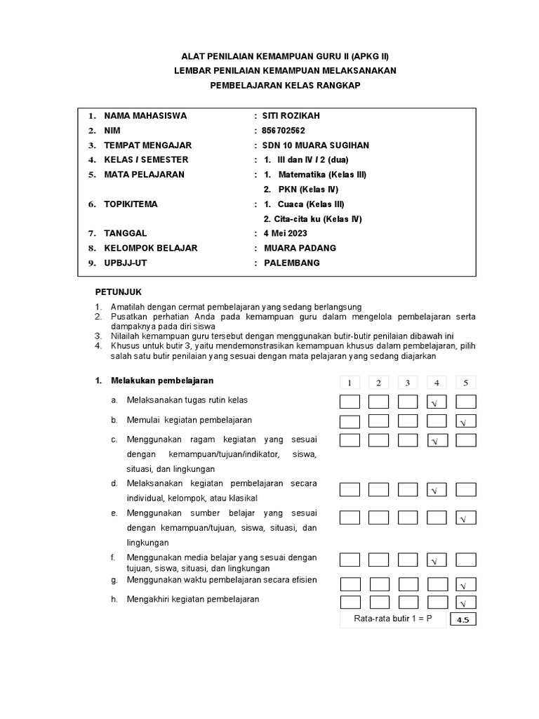 Apkg 2 RPP Kelas Rangkap | PDF | Karier & Perkembangan