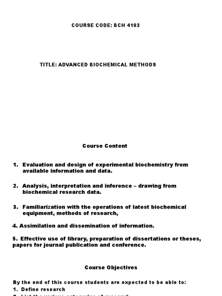ADVANCED BIOCHEMICAL METHODS_2 | PDF | Experiment | Scientific Method